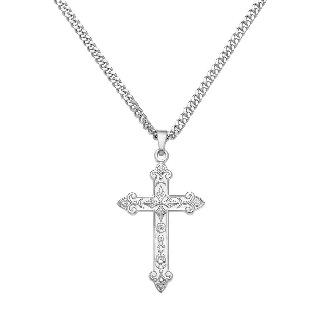 Small silver diamond cross necklace store